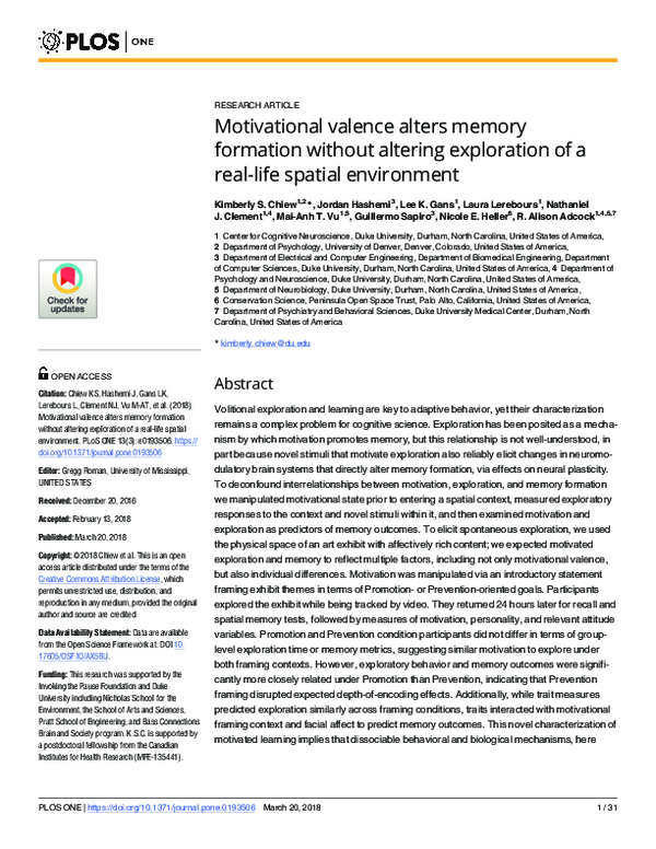 (PDF) Motivational valence alters memory formation without altering ...