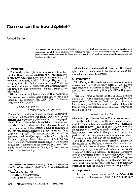 (PDF) Can one see the Ewald sphere?