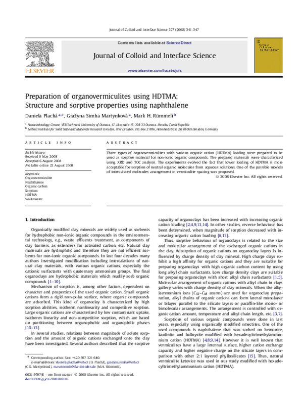 (PDF) Preparation of organovermiculites using HDTMA: Structure and ...