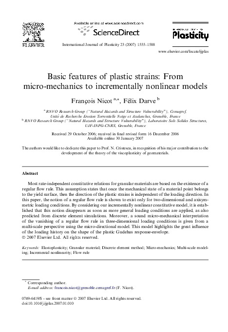 (PDF) Basic features of plastic strains: From micro-mechanics to ...