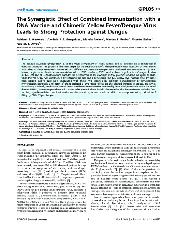 (PDF) The Synergistic Effect of Combined Immunization with a DNA ...