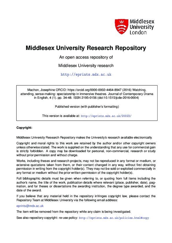 (PDF) Watching, Attending, Sense-making: Spectatorship in Immersive ...