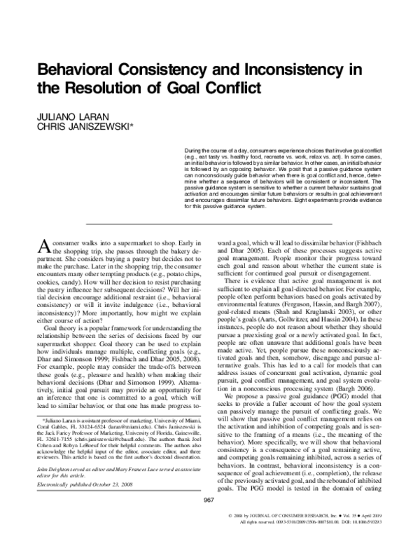 (PDF) Behavioral Consistency and Inconsistency in the Resolution of ...