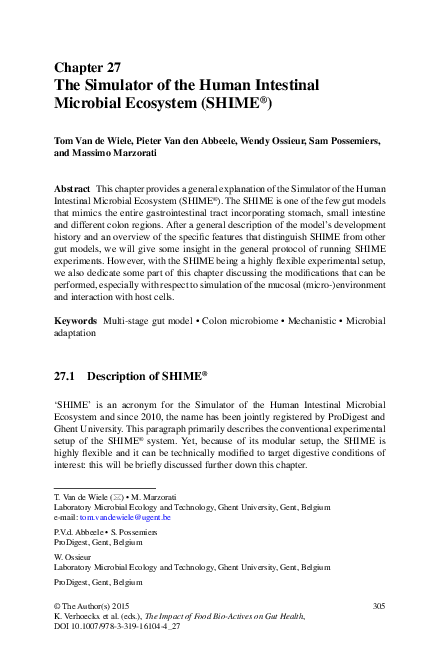 (PDF) The Simulator of the Human Intestinal Microbial Ecosystem (SHIME ...