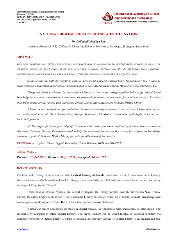 (PDF) NATIONAL DIGITAL LIBRARY OF INDIA TO THE NATION