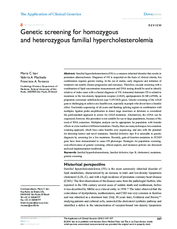(PDF) Genetic screening for homozygous and heterozygous familial ...