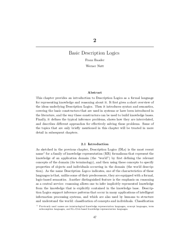 (PDF) Basic Description Logics