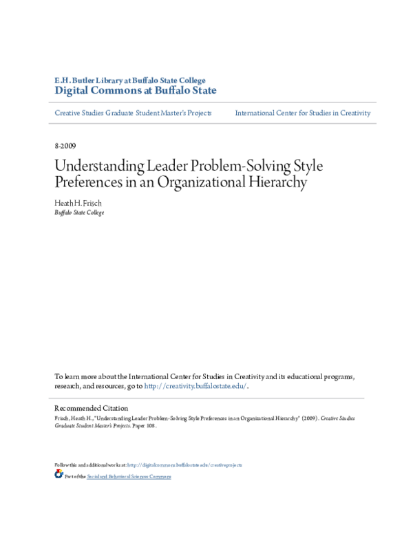 (PDF) Understanding Leader Problem-Solving Style Preferences in an ...