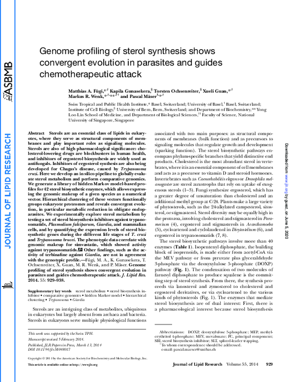 (PDF) Genome profiling of sterol synthesis shows convergent evolution ...