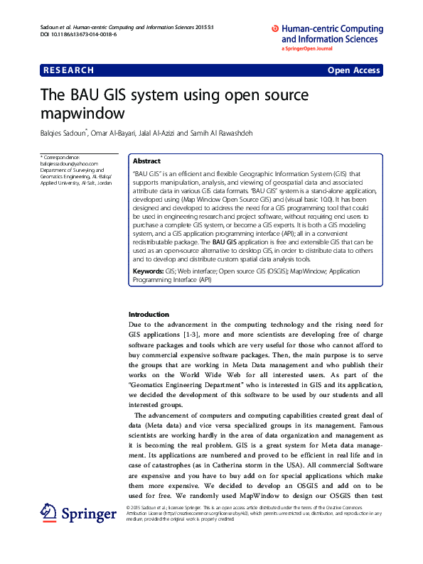 (PDF) The BAU GIS system using open source mapwindow
