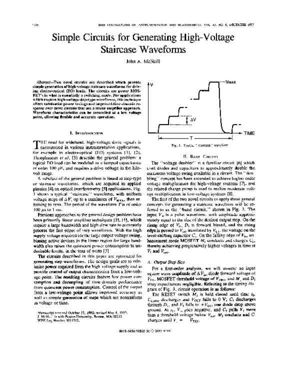 (PDF) Simple circuits for generating high-voltage staircase waveforms