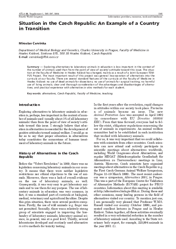 (PDF) Situation in the Czech Republic: an example of a country in ...
