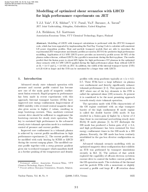 (PDF) Modelling of optimized shear scenarios with LHCD for high ...