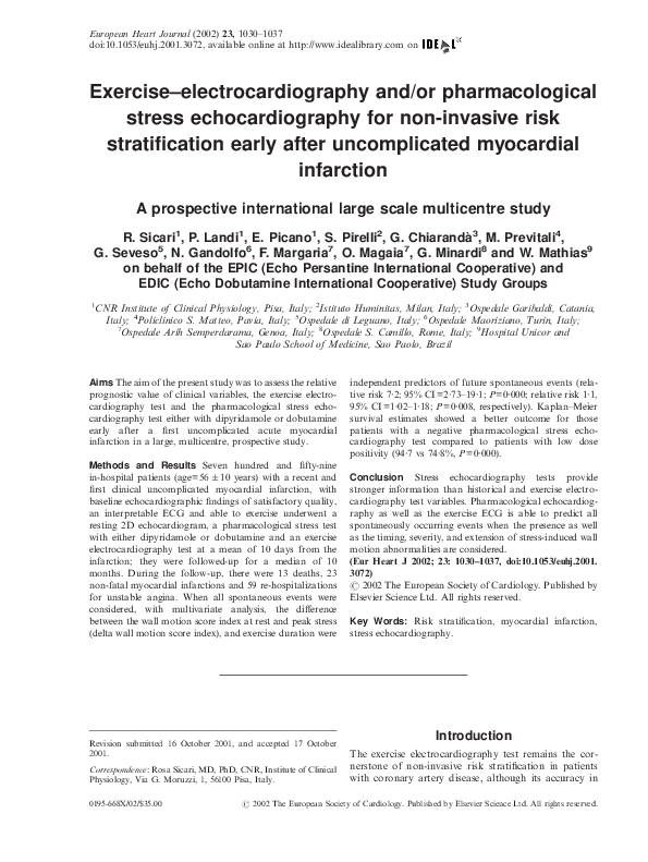 (PDF) Exercise–electrocardiography and/or pharmacological stress ...