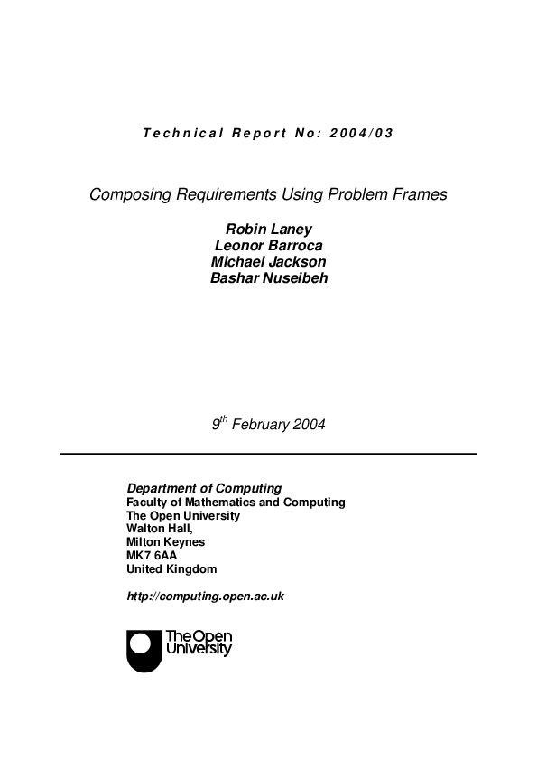 (PDF) Composing requirements using problem frames