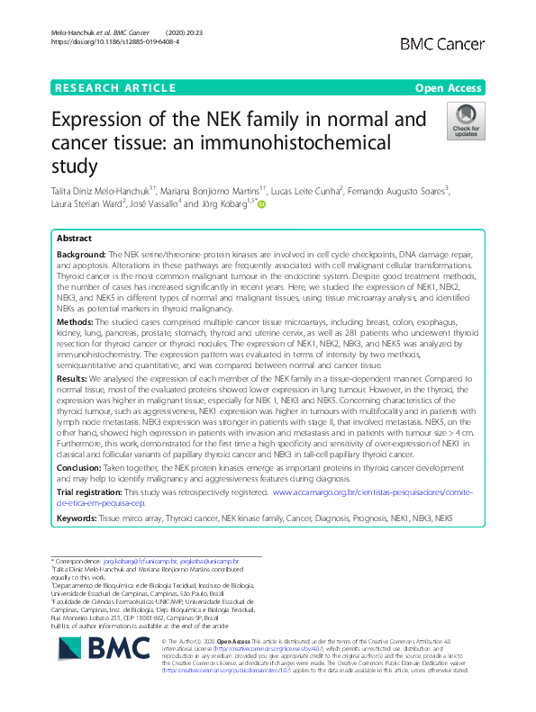 (PDF) Expression of the NEK family in normal and cancer tissue: an ...