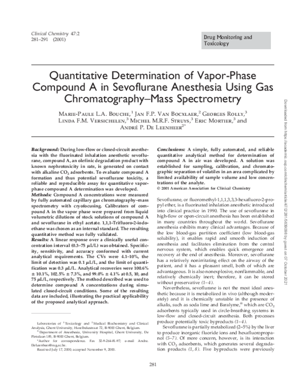 (PDF) Quantitative Determination of Vapor-Phase Compound A in ...