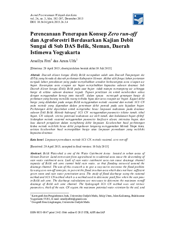 (PDF) Perencanaan Penerapan Konsep Zero run-off dan Agroforestri ...
