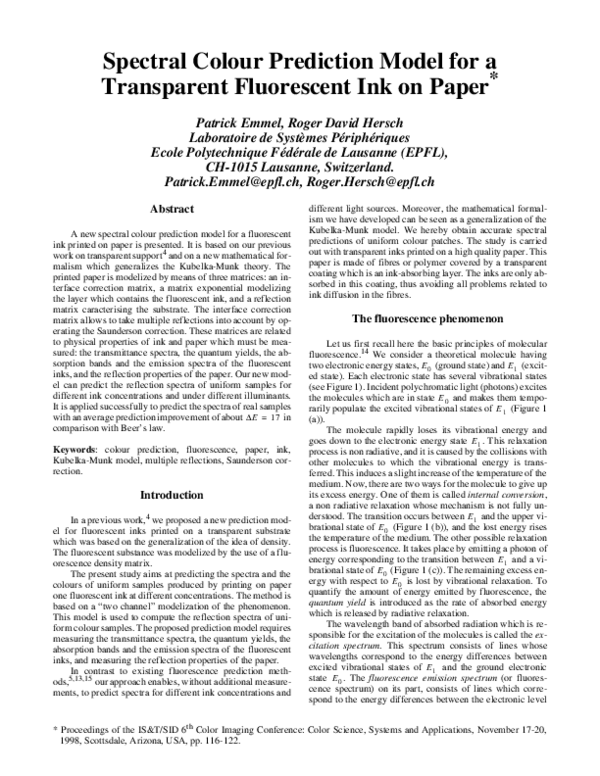 (PDF) Spectral Colour Prediction Model for a Transparent Fluorescent ...