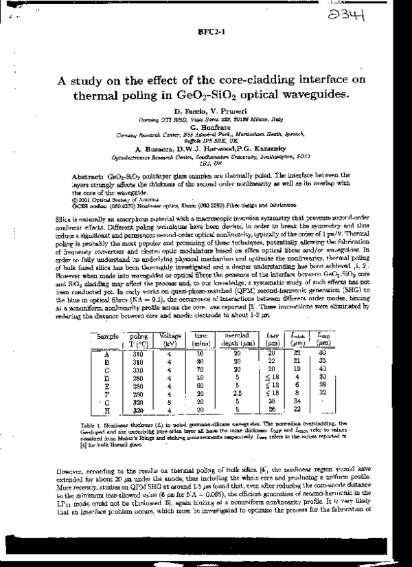 (PDF) A study on the effect of the core-cladding interface on thermal ...