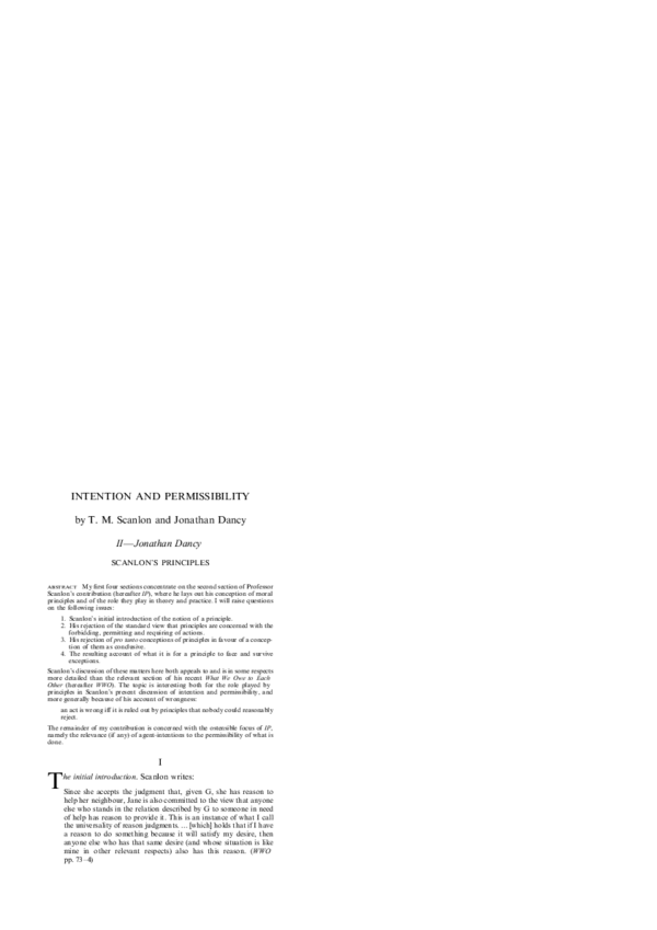 (PDF) Intention and Permissibility, II