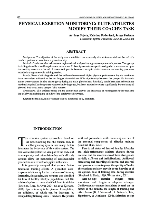 (PDF) Physical Exertion Monitoring: Elite Athletes Modify Their Coach’s ...