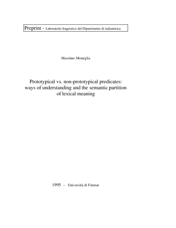 (PDF) Prototypical Vs. Non-Prototypical Predicates: Ways of ...
