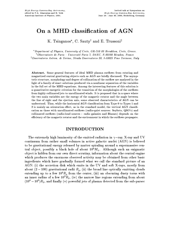 (PDF) On a MHD classification of AGN