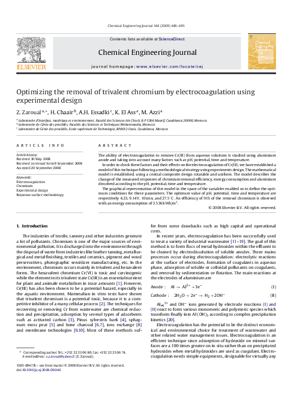 (PDF) Optimizing the removal of trivalent chromium by ...