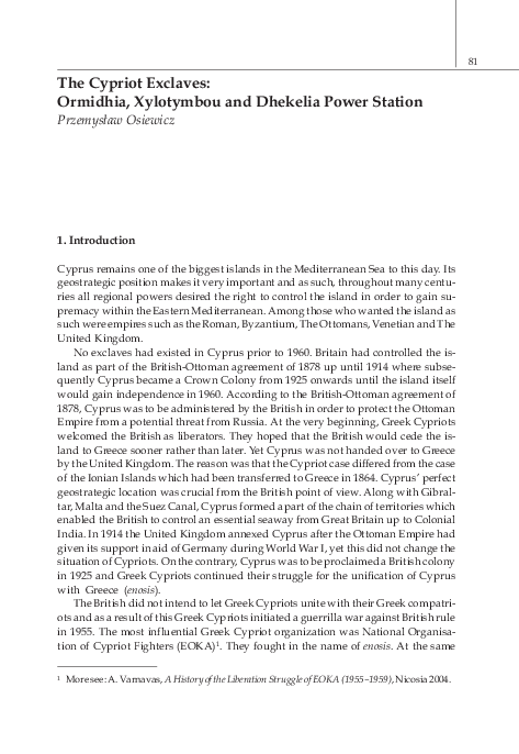(PDF) The Cypriot Exclaves: Ormidhia, Xylotymbou and Dhekelia Power Station