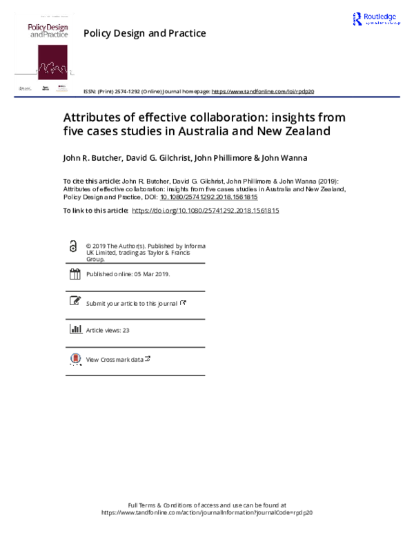 (PDF) Attributes of effective collaboration: insights from five cases ...