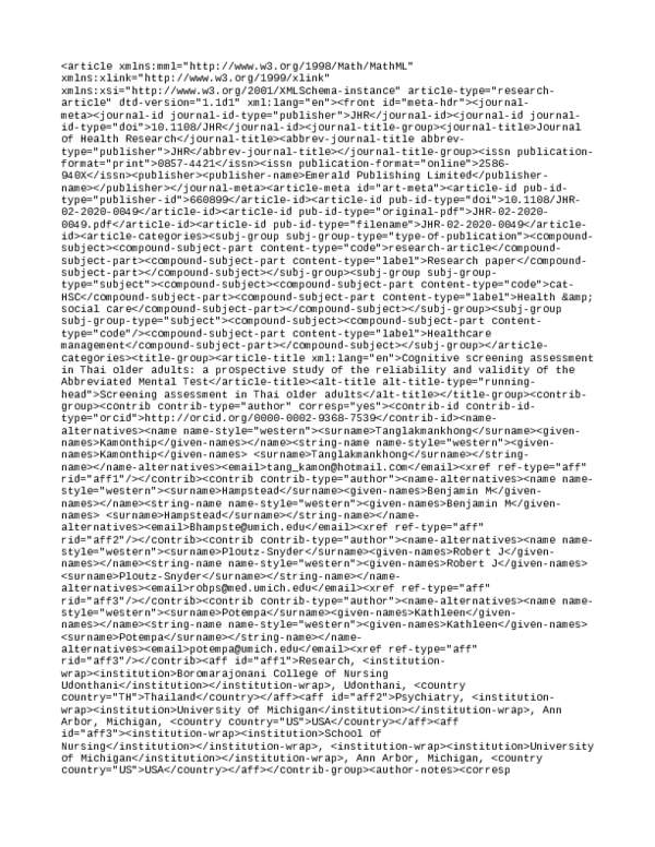 Cognitive screening assessment in Thai older adults: a prospective ...