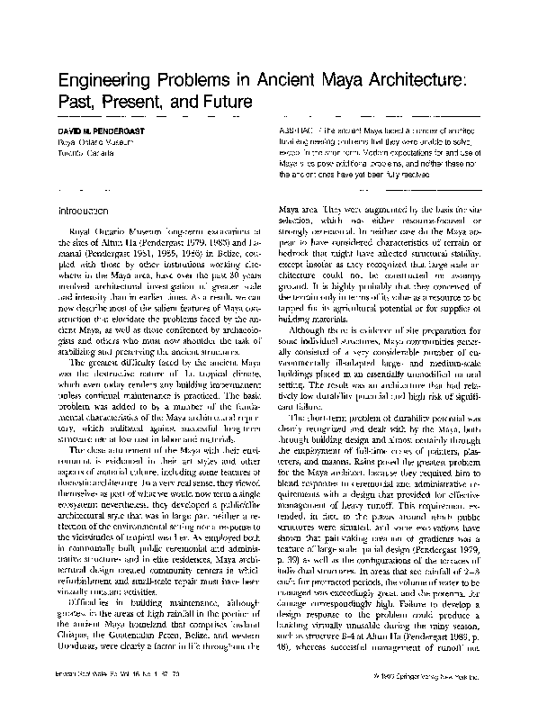 (PDF) Engineering problems in ancient maya architecture: Past, present ...