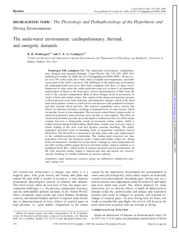 (PDF) The underwater environment: cardiopulmonary, thermal, and ...