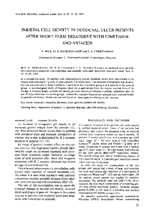 (PDF) Parietal Cell Density in Duodenal Ulcer Patients After Short-Term ...