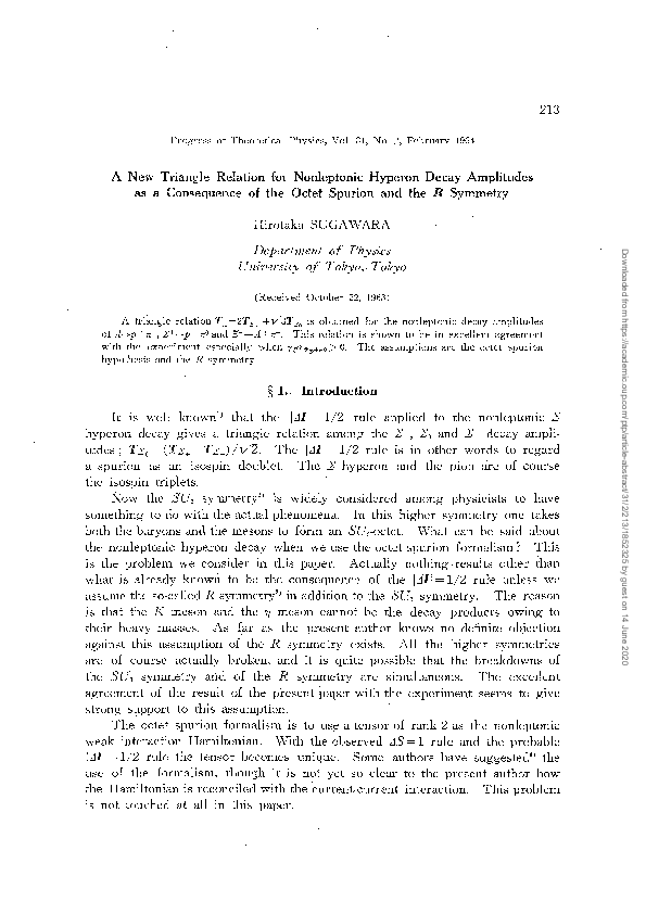 (PDF) Triangle Relation in Nonleptonic Hyperon Decay