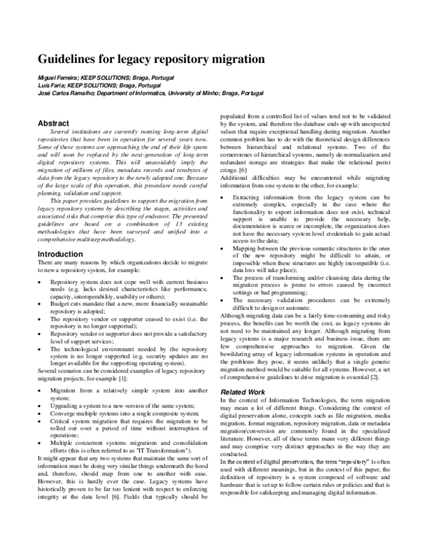(PDF) Guidelines for legacy repository migration