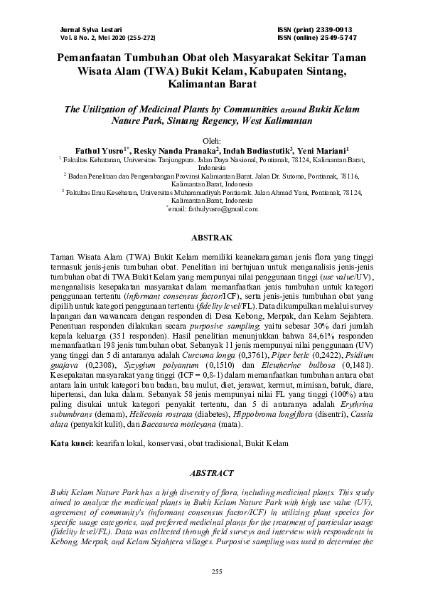 (PDF) The Utilization of Medicinal Plants by Communities around Bukit ...