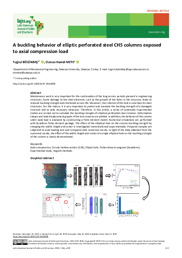 (PDF) A buckling behavior of elliptic perforated steel CHS columns exposed to axial compression load