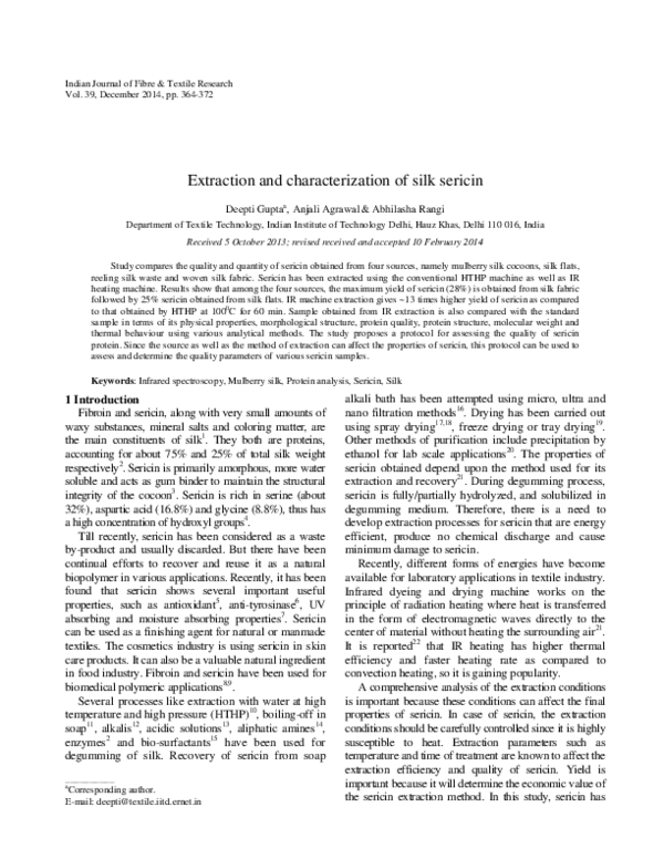 (PDF) Extraction and characterization of silk sericin