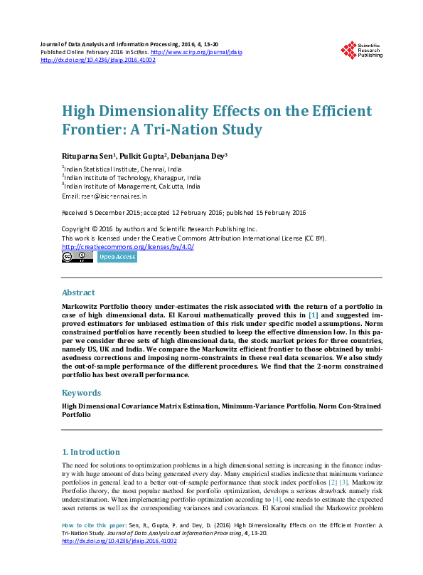 (PDF) High Dimensionality Effects on the Efficient Frontier: A Tri-Nation Study