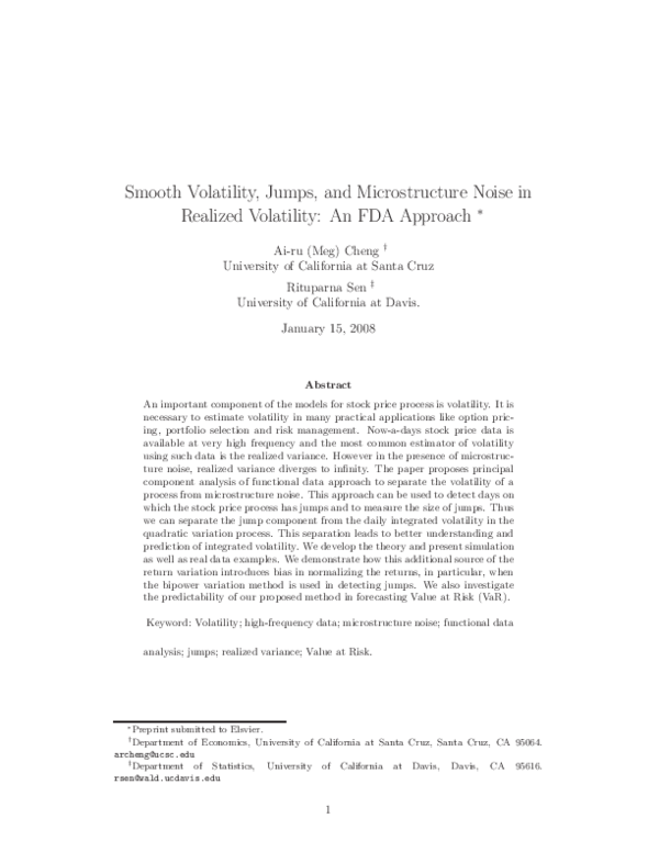 (PDF) Smooth Volatility, Jumps, and Microstructure Noise in Realized Volatility: An FDA Approach