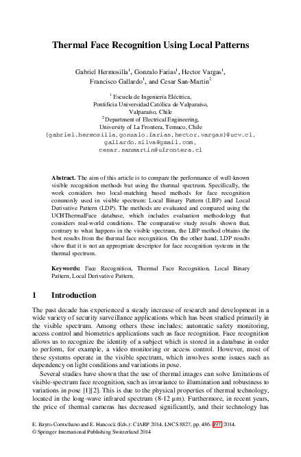 (PDF) Thermal Face Recognition Using Local Patterns
