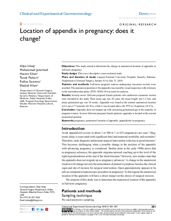 (PDF) Location of appendix in pregnancy: does it change?