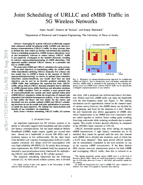 Pdf Joint Scheduling Of Urllc And Embb Traffic In 5g Wireless Networks