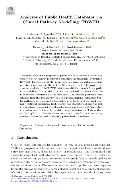 (PDF) Analyses of Public Health Databases via Clinical Pathway ...