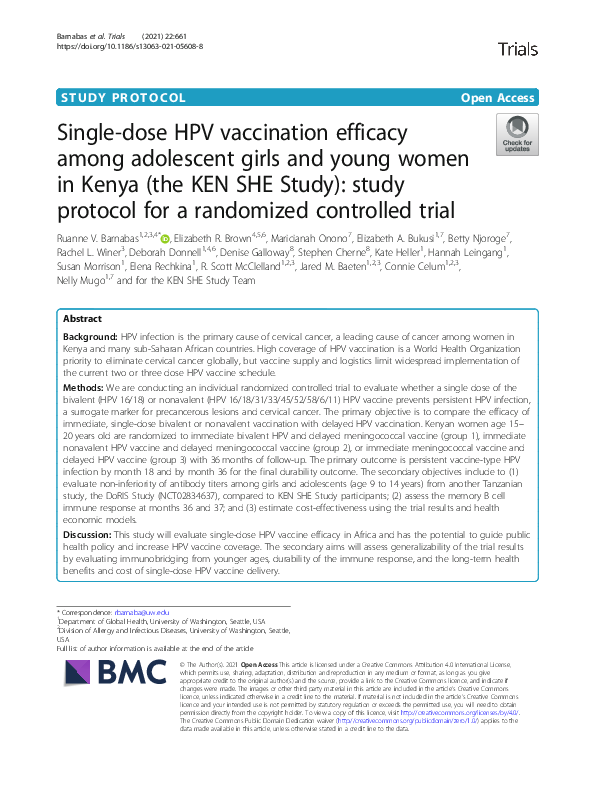 (PDF) Single-dose HPV vaccination efficacy among adolescent girls and ...