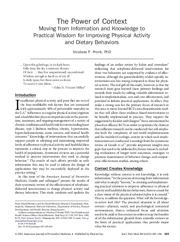 (PDF) The Power of Context Moving from Information and Knowledge to ...