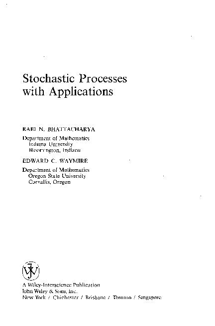 (PDF) Stochastic processes with applications (PDF) Stochastic processes with applications