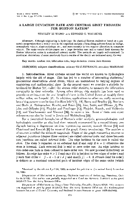 (PDF) A Large Deviation Rate and Central Limit Theorem for Horton Ratios